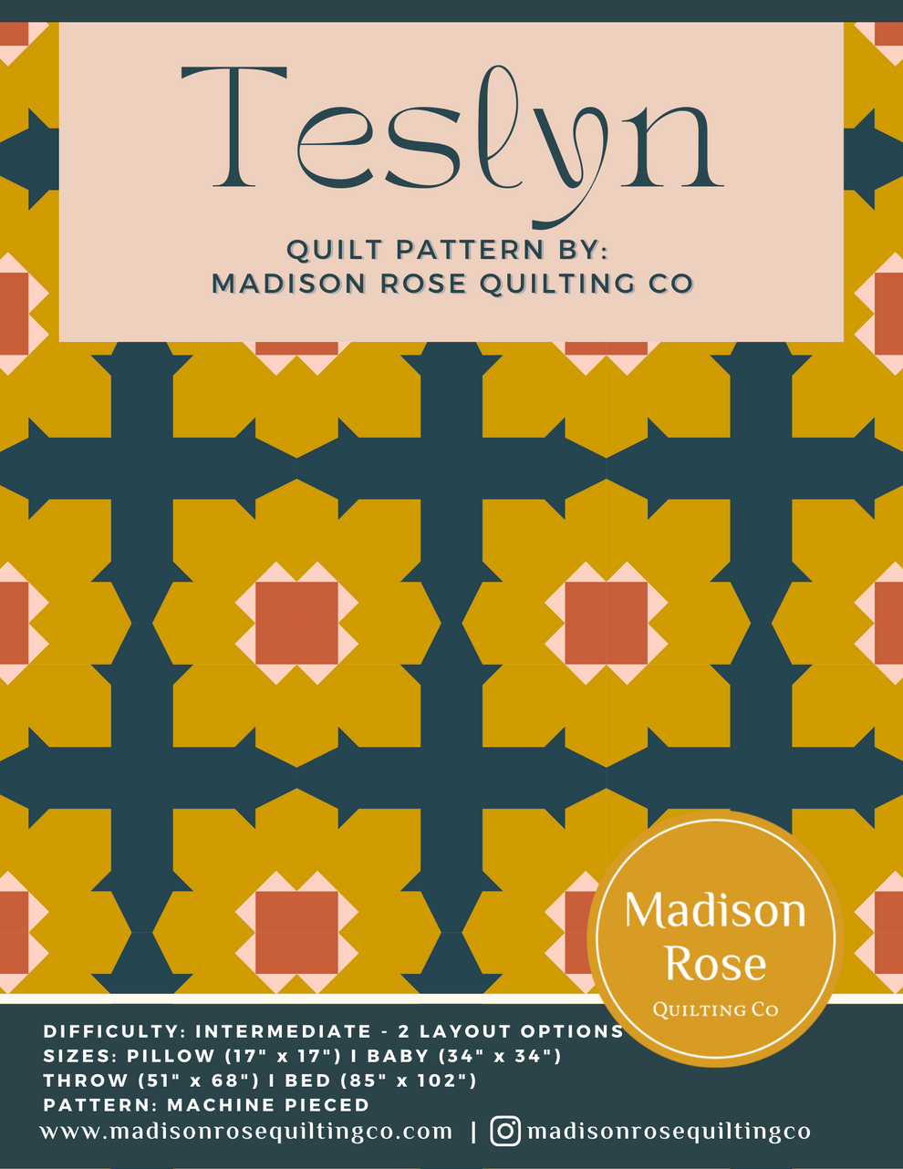 Teslyn Quilt Pattern (Digital Download) – Madison Rose Quilting Co
